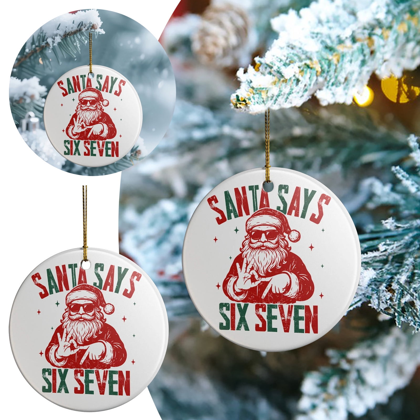Funny Santa Claus Christmas Ornaments 2025, Acrylic Funny Six Seven ...