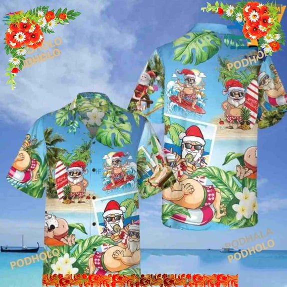 Funny Santa Claus Hawaiian Shirt - Walmart.com