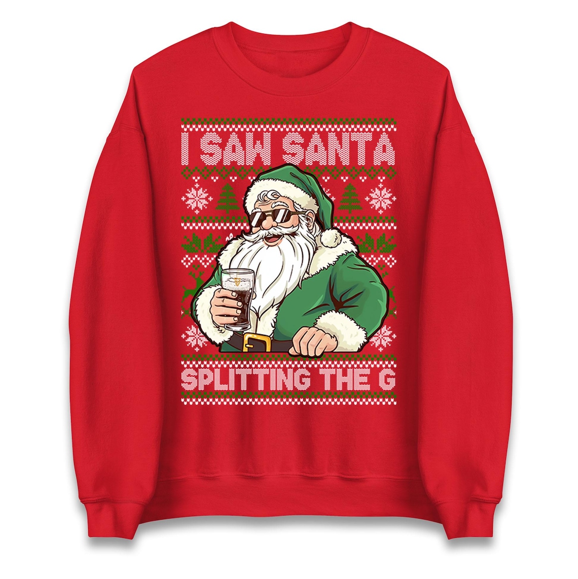 Funny Santa Drinking Beer Splitting G Christmas Sweatshirt, Xmas Funny ...
