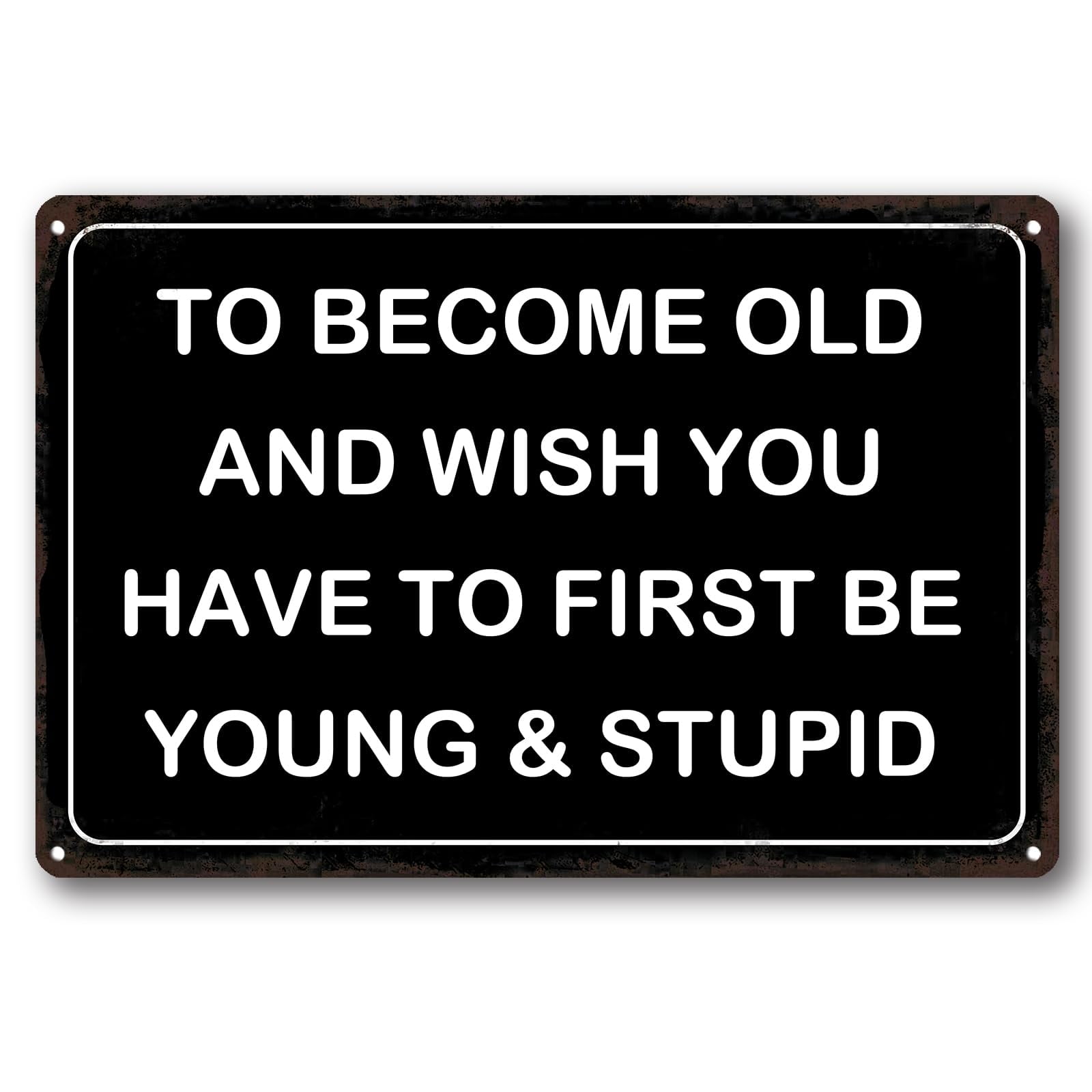 Funny Sarcastic Metal Aluminum Sign To Become Old And Wise You Have To ...