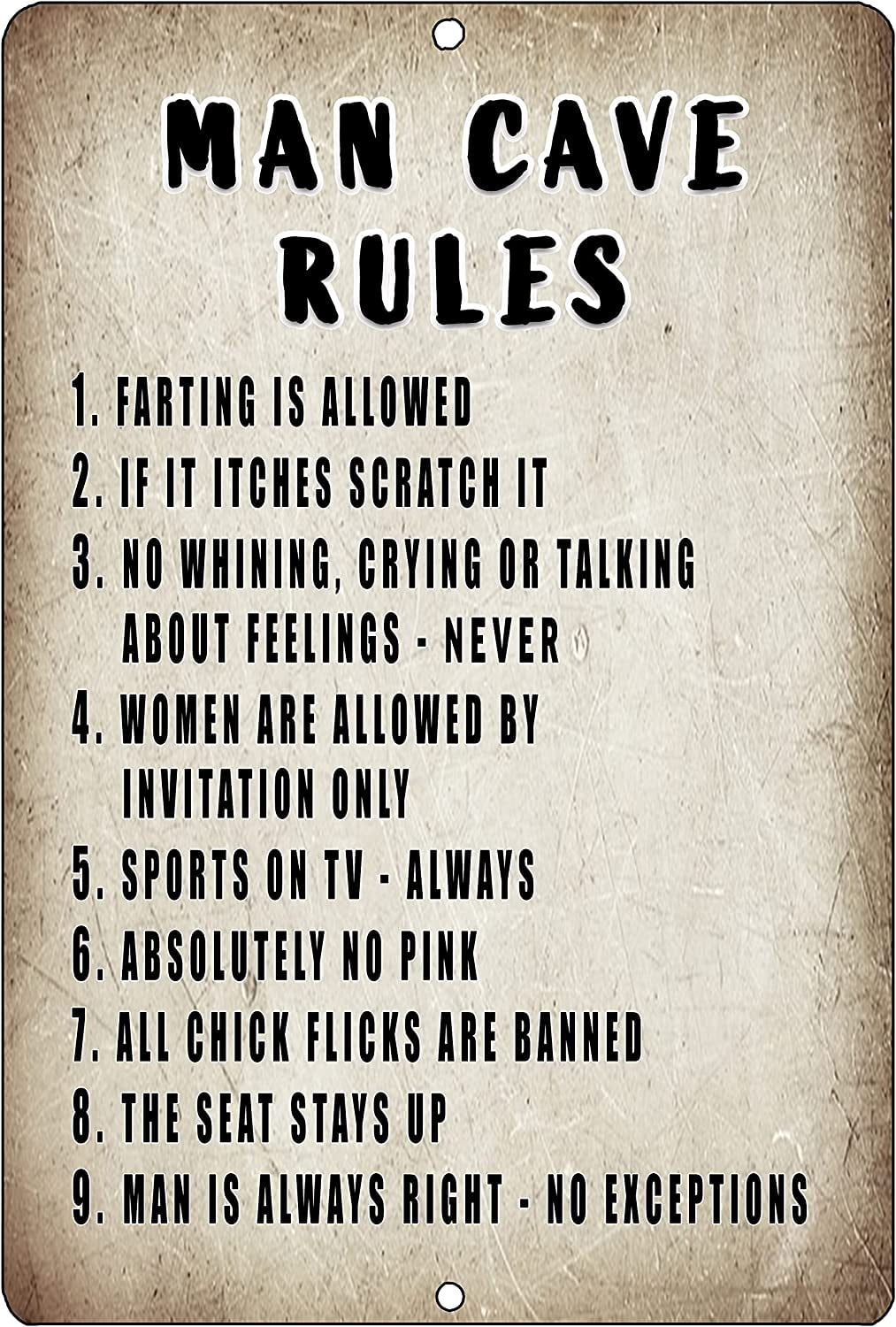 Funny Sarcastic Metal Tin Sign Wall Decor Man Cave Bar Mancave Rules ...