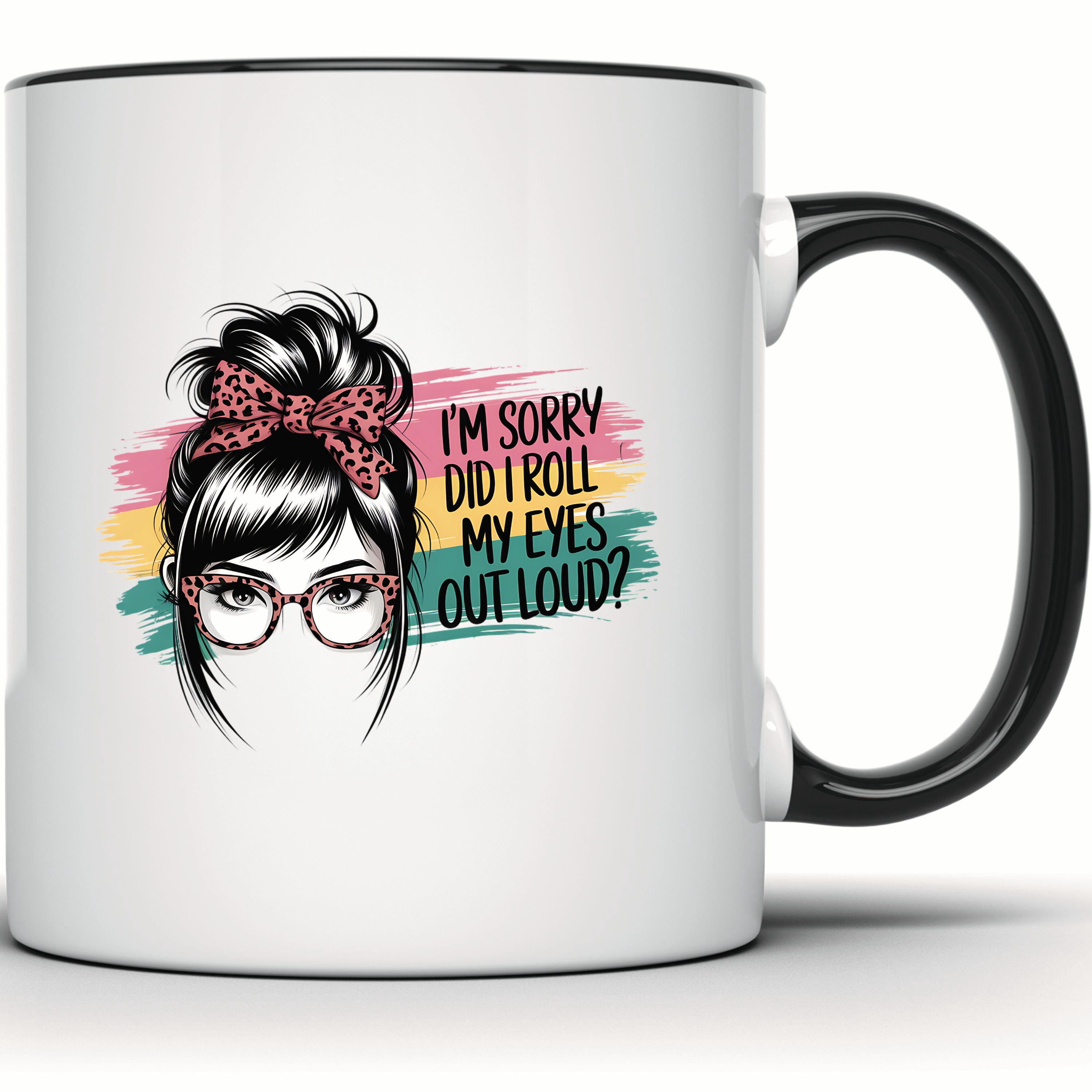 Funny Sarcastic Mom Life Mug - Snarky 'I Rolled My Eyes' Messy Bun Gift ...