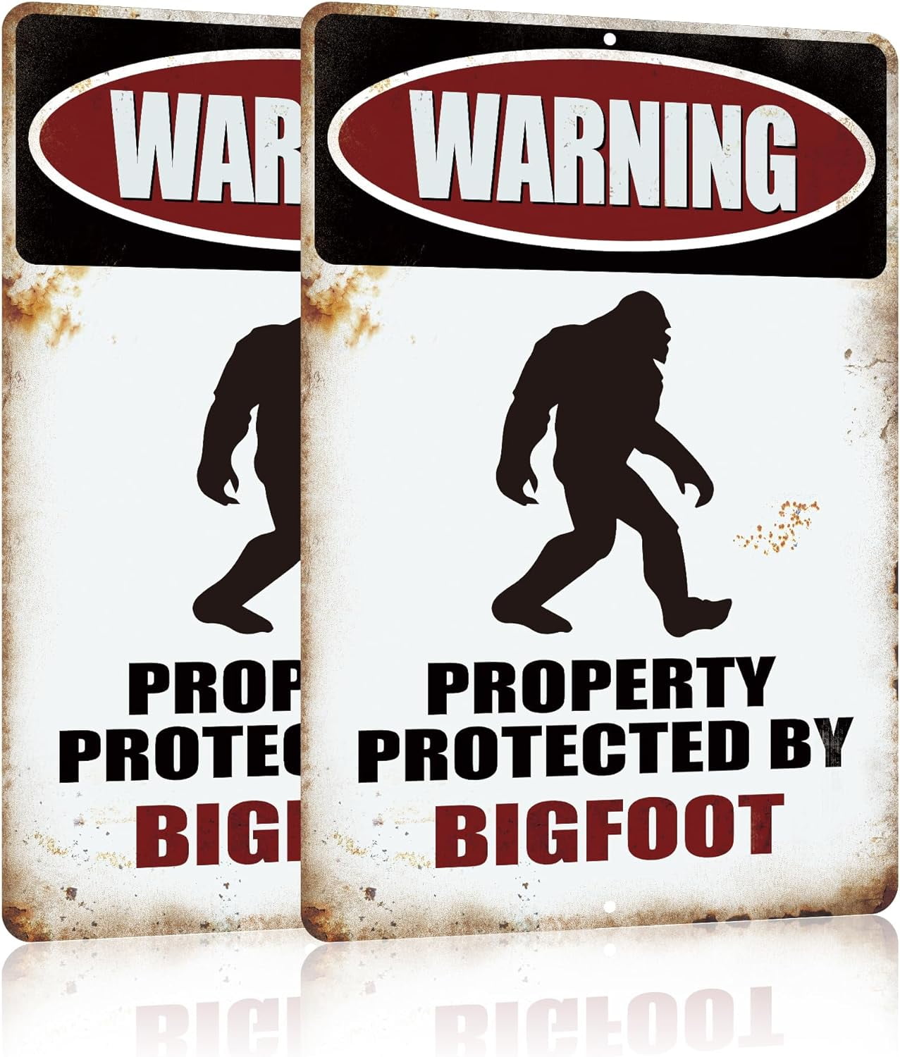 Funny Sasquatch Gift Metal Sign Warning Property Protected by Bigfoot ...