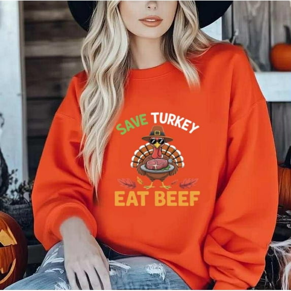 Funny Save Turkey Eat Beef Thanksgiving Day Holiday Food Humor Themed ...