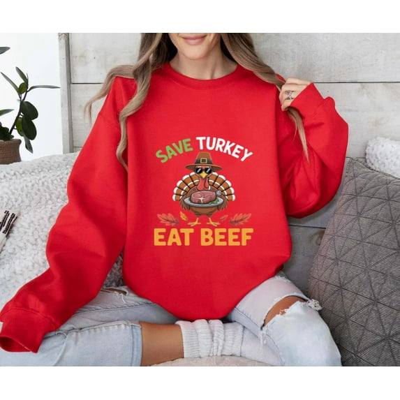 Funny Save Turkey Eat Beef Thanksgiving Day Holiday Food Humor Themed ...