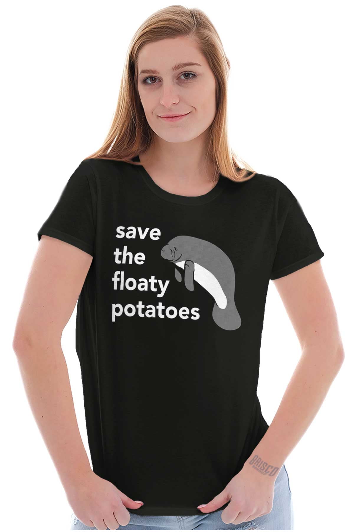 Funny Save the Floaty Potatoes Womens Slim Fit Graphic Tee Brisco ...