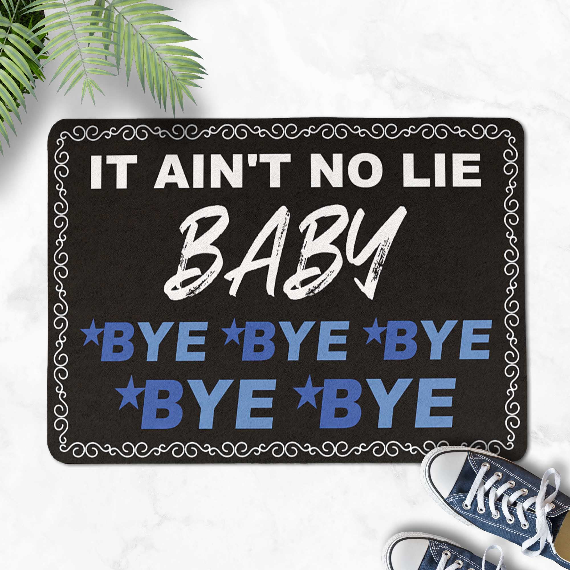 Funny Say Goodbye Doormat – Black Entryway Rug with Bold “Baby Bye ...