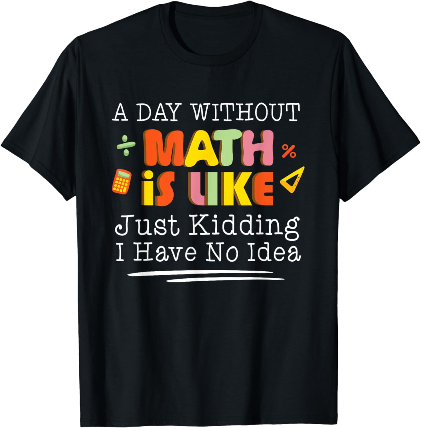 Funny Saying A Day Without Math Is Like No Idea Men Women T-Shirt ...