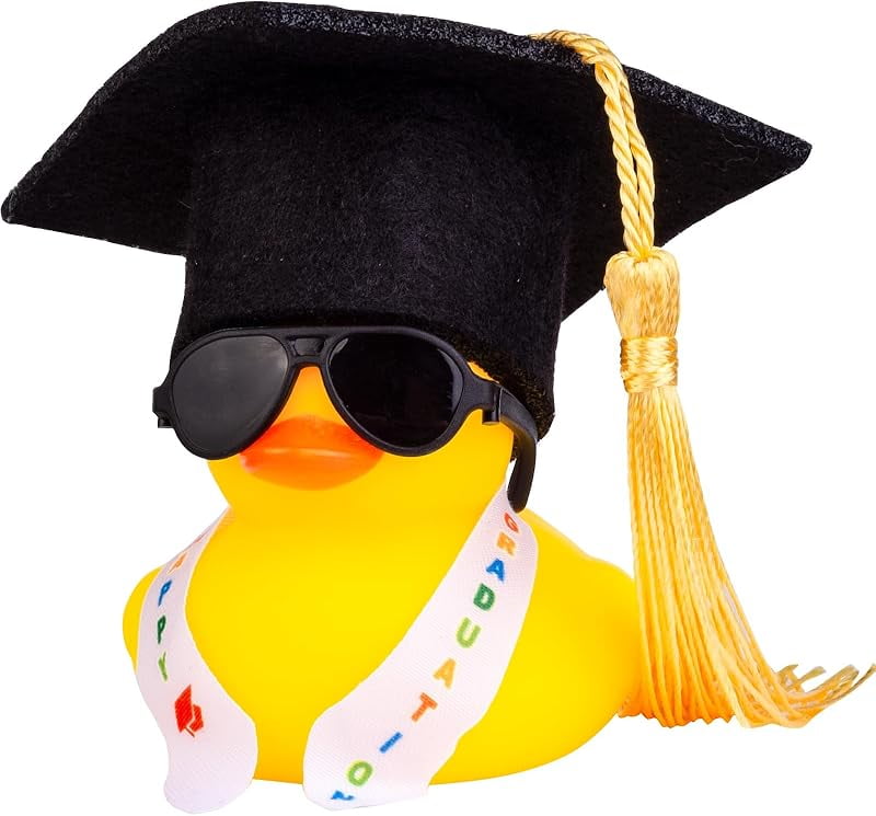 Funny Scholar Rubber Duck with Diploma, Mini Graduation Duck Car ...