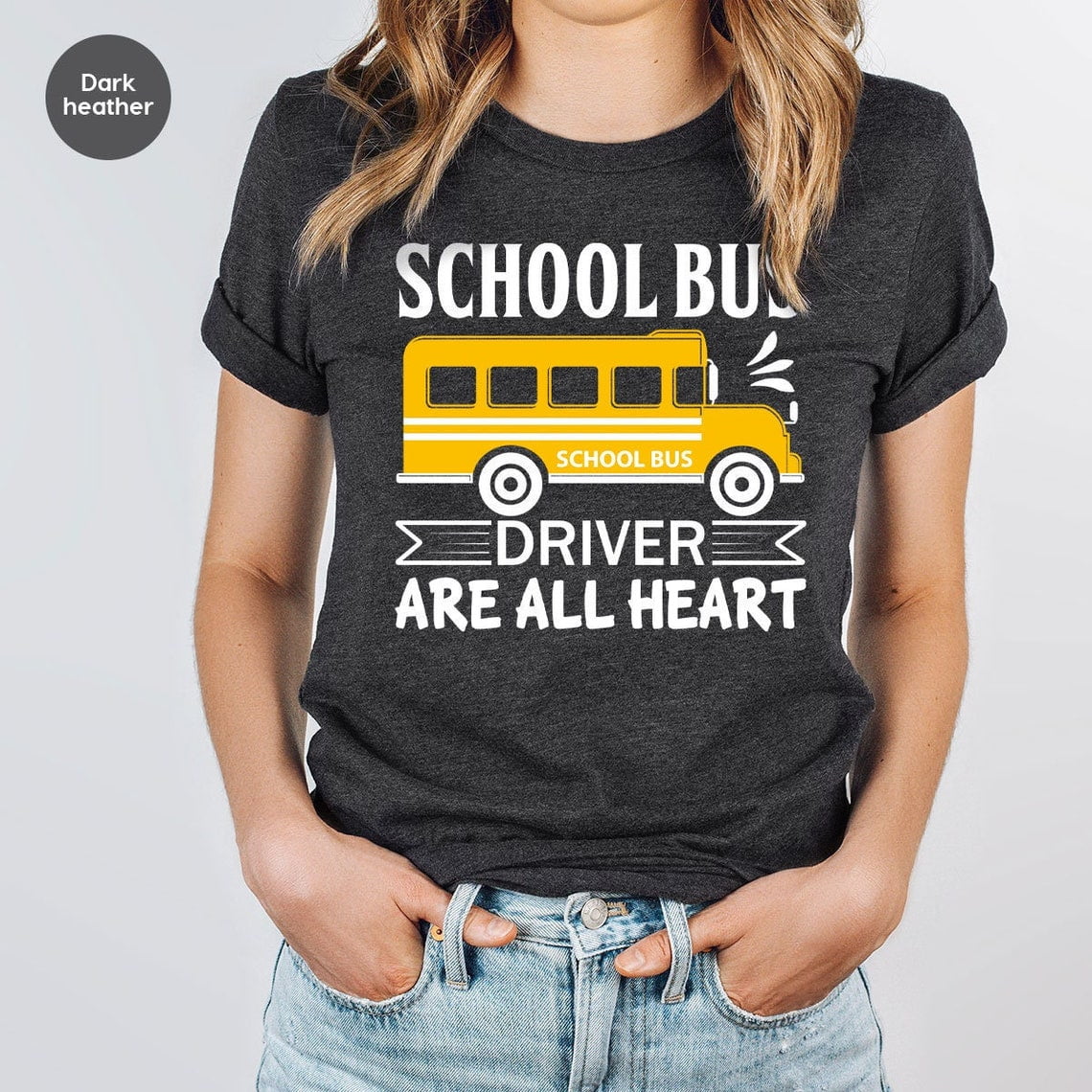 Funny School Bus Driver All Heart Shirt, Yellow School Bus Kids Shirt, School Bus Toddler T ...