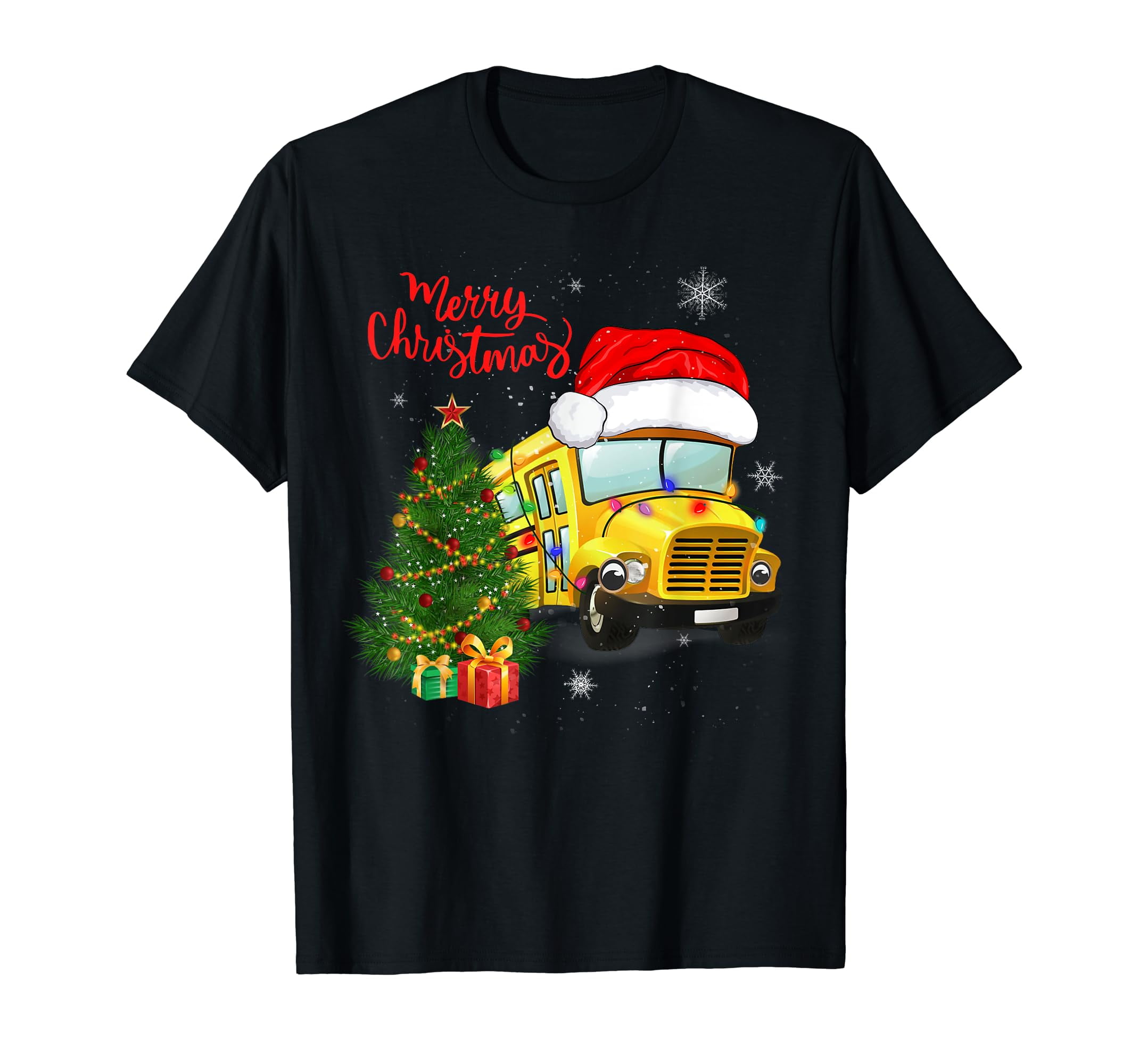 Funny School Bus Drivers Santa Hat Merry Christmas To Town T-Shirt ...