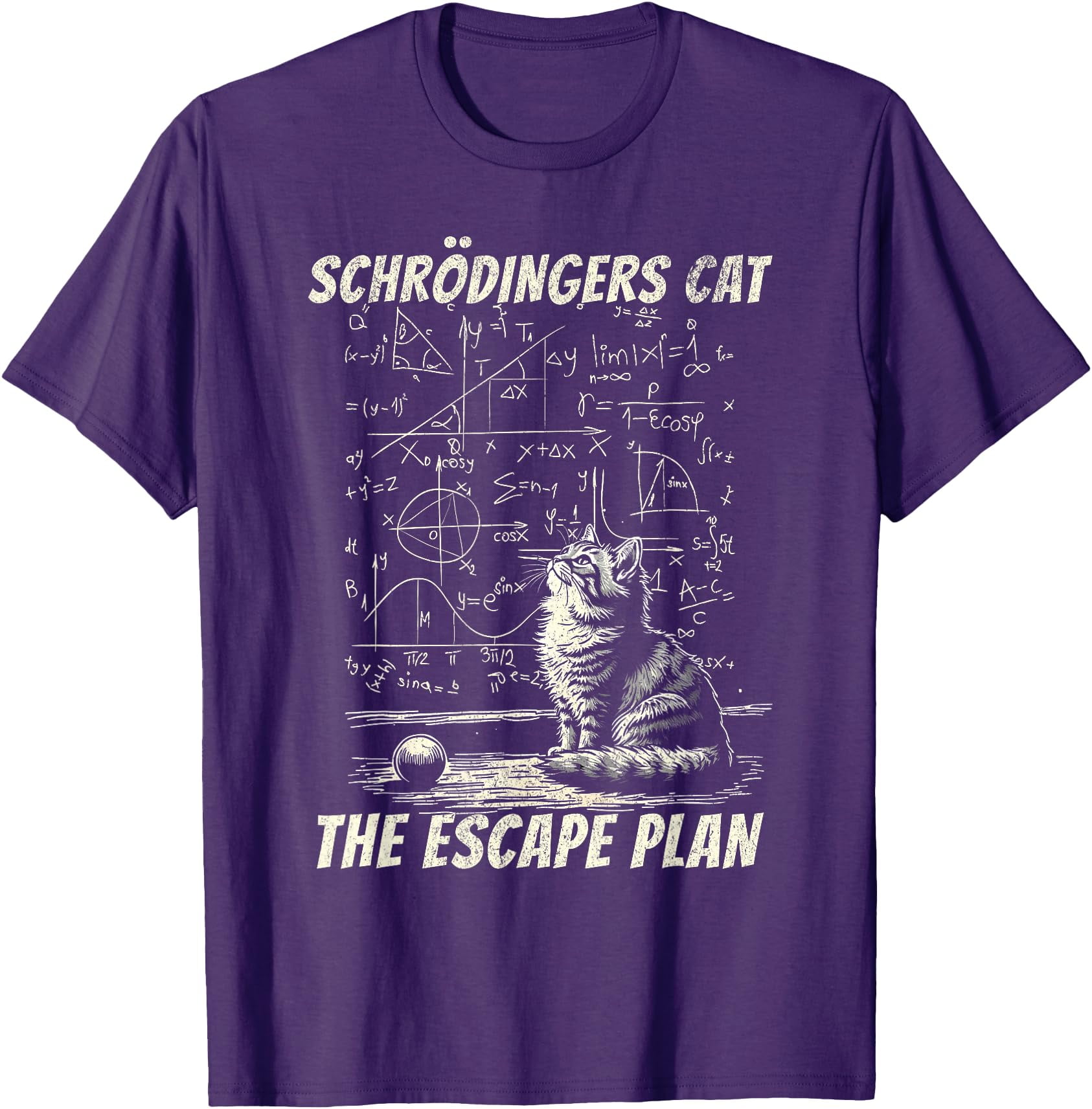 Funny Schrödinger's Cat Escape Plan Science Design Unisex T-Shirt for Men Women Kids Toddler ...