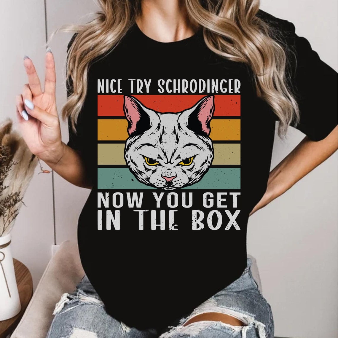 Funny Schrödinger shirt, Quantum mechanics and cute cat t-shirt, Schrodingers Cat Shirt, Physics ...
