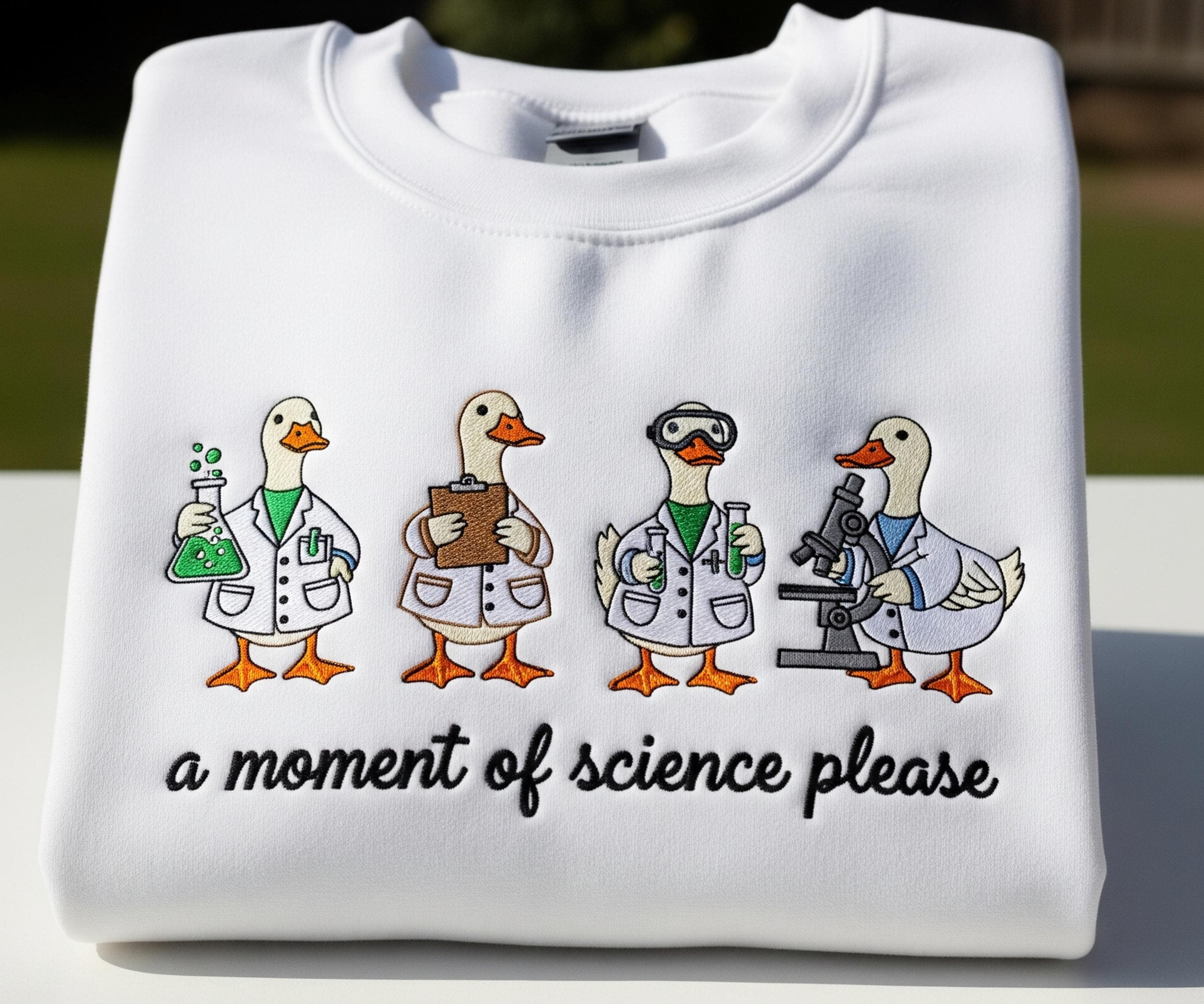 Funny Science Embroidered Sweatshirt– Duck Scientists Sweater – STEM ...