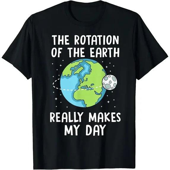 Funny Science Teacher Earth Rotation Graphic Unisex Short Sleeve T ...
