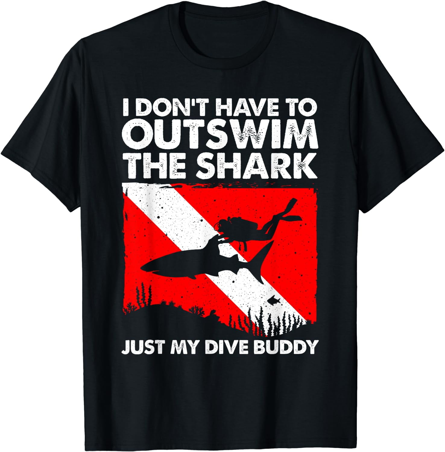 Funny Scuba Diving Design For Men Women Shark Diving Buddy T-Shirt ...