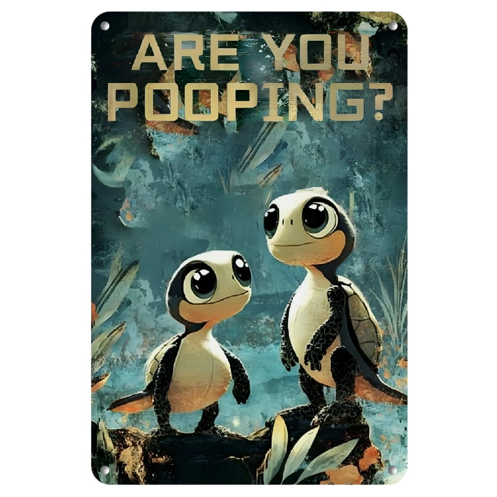 Funny Sea Turtle Bathroom Wall Decor - 'Are You Pooping?' Vintage Metal ...