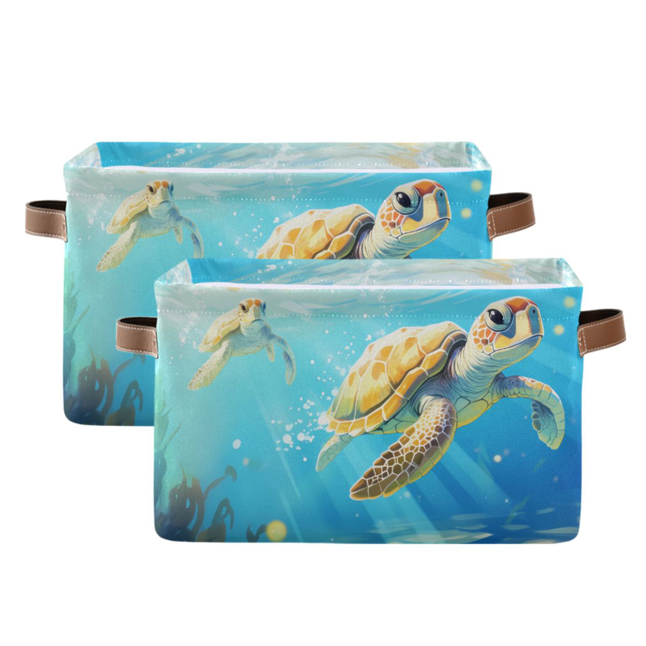 Funny Sea Turtles Swimming Storage Basket Large Bin Laundry Boxes Toys ...