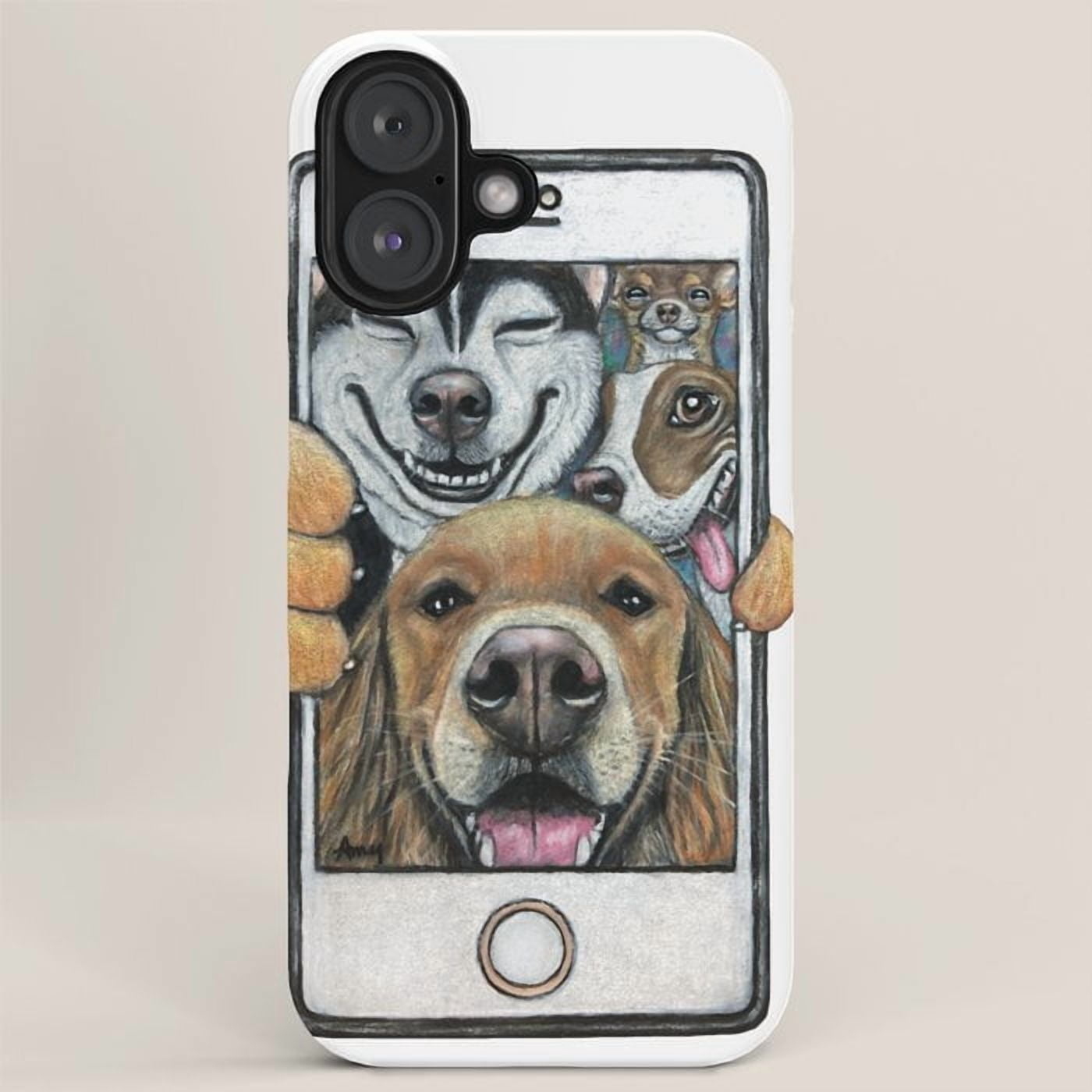 Funny "Selfie Dogs" Animal Lover Heavy-Duty Protective Case for iPhone ...