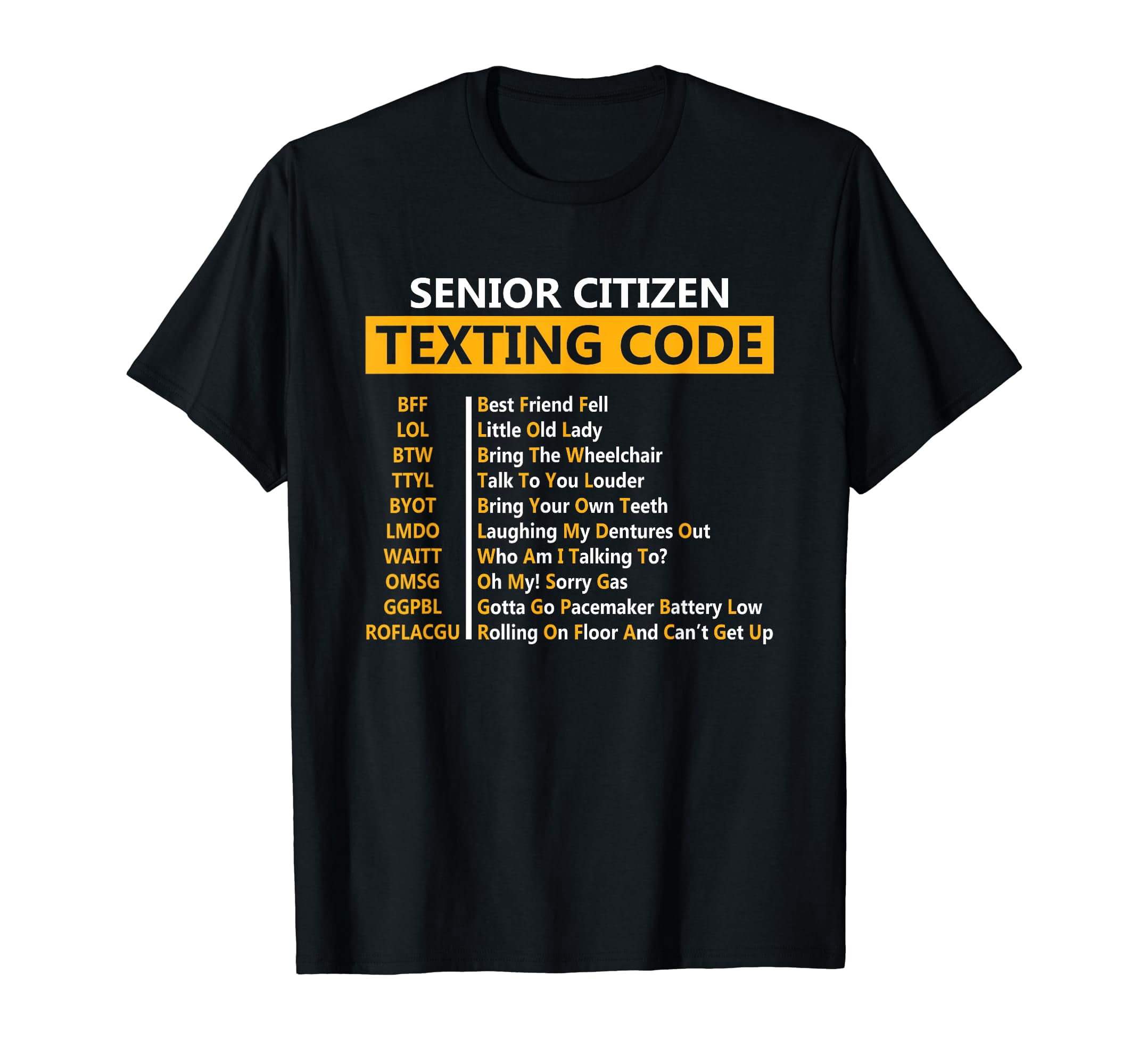 Funny Senior Citizen's Texting Code Fathers day for Grandpa T-Shirt Cute Gift Papa Dad Men ...