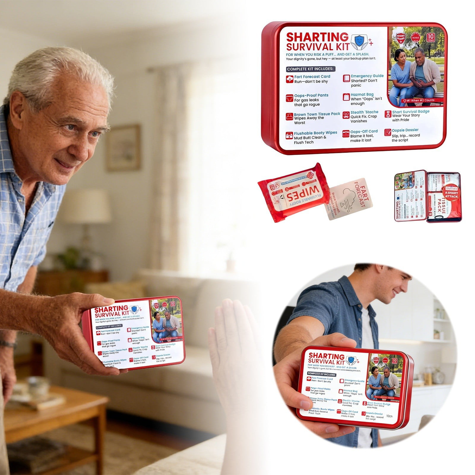 Funny Shárt Survival Kit, Poop Prank Gag Gift Set With Replacement ...