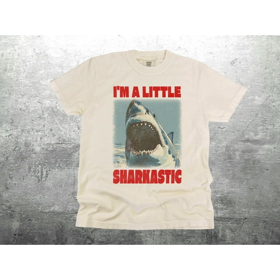Funny Shark Shirt, Shark Lover, Im A Little Sharkastic Shirt, Retro ...