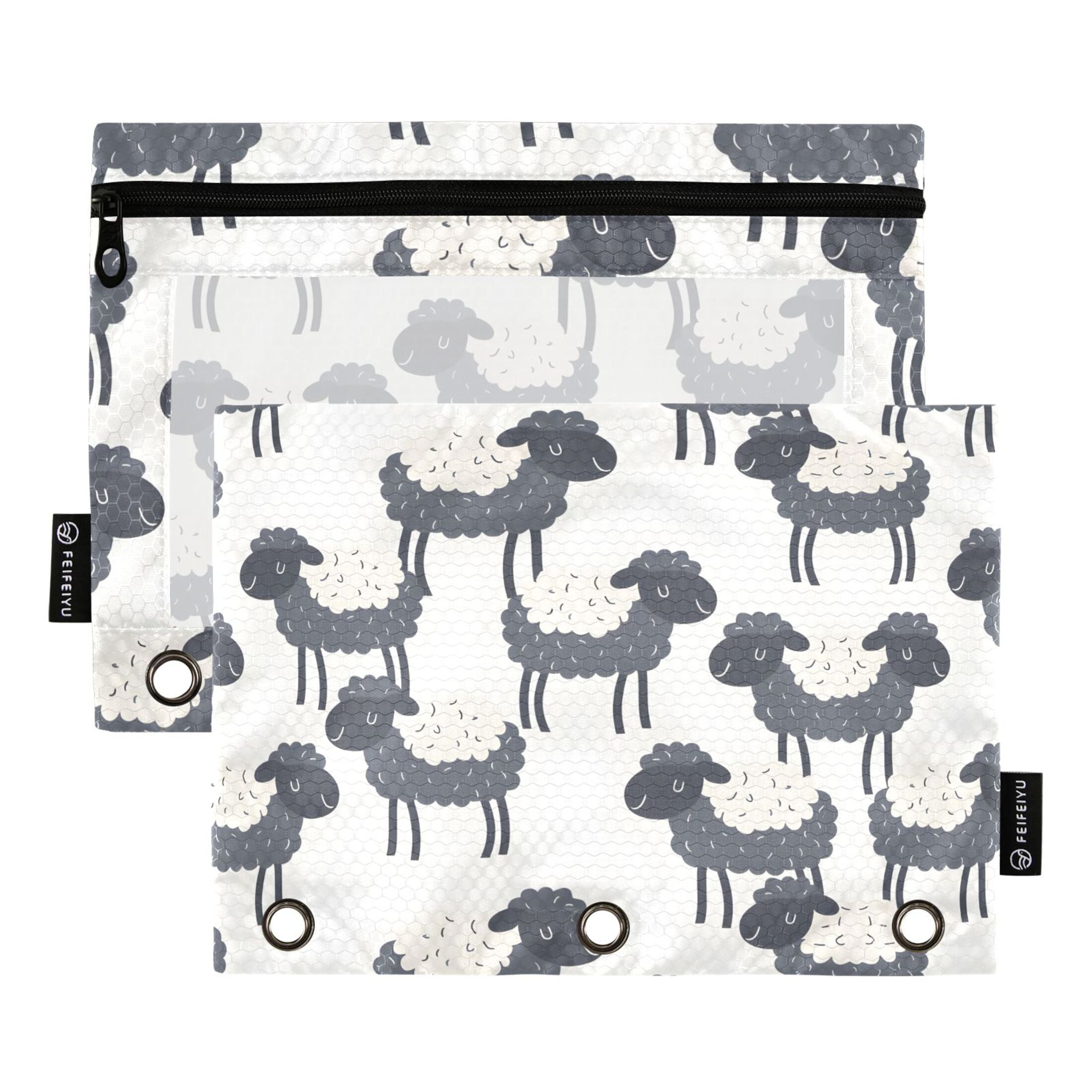 Funny Sheep 2 Pack Pencil Pouch for 3 Ring Binder Smooth Zipper Folders ...