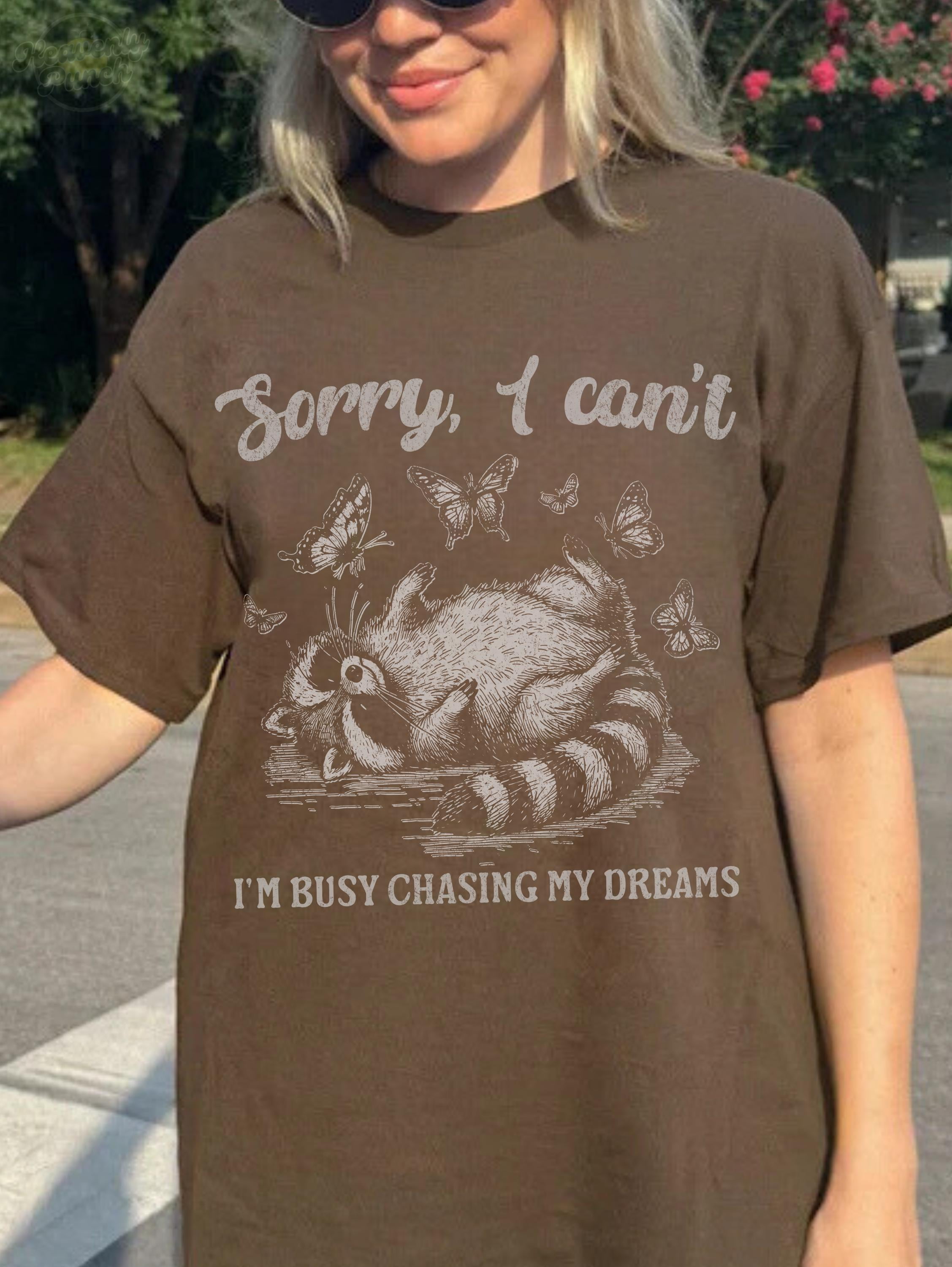 Funny Shirt, Busy Chasing My Dreams Raccoon T-Shirt, 90s Y2K Retro ...