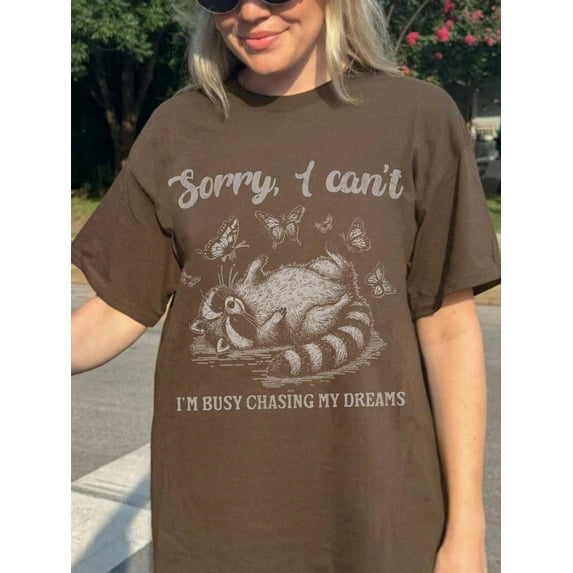 Funny Shirt, Busy Chasing My Dreams Raccoon T-Shirt, 90s Y2K Retro ...