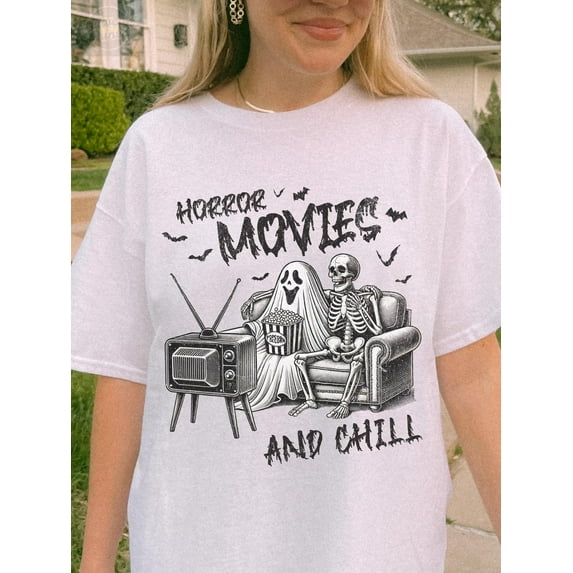 Funny Shirt, Retro 90s Halloween Shirt, Horror Movies and Chill ...