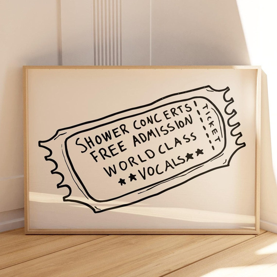 Funny Shower Concert Ticket Wall Art - Trendy Black Bathroom Decor ...