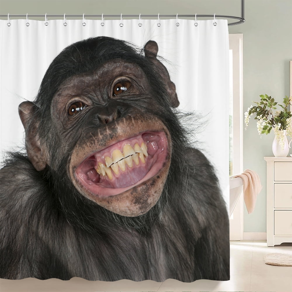 Funny Shower Curtain 3d Bath Curtains Monkey Orangutan Animal Printing ...
