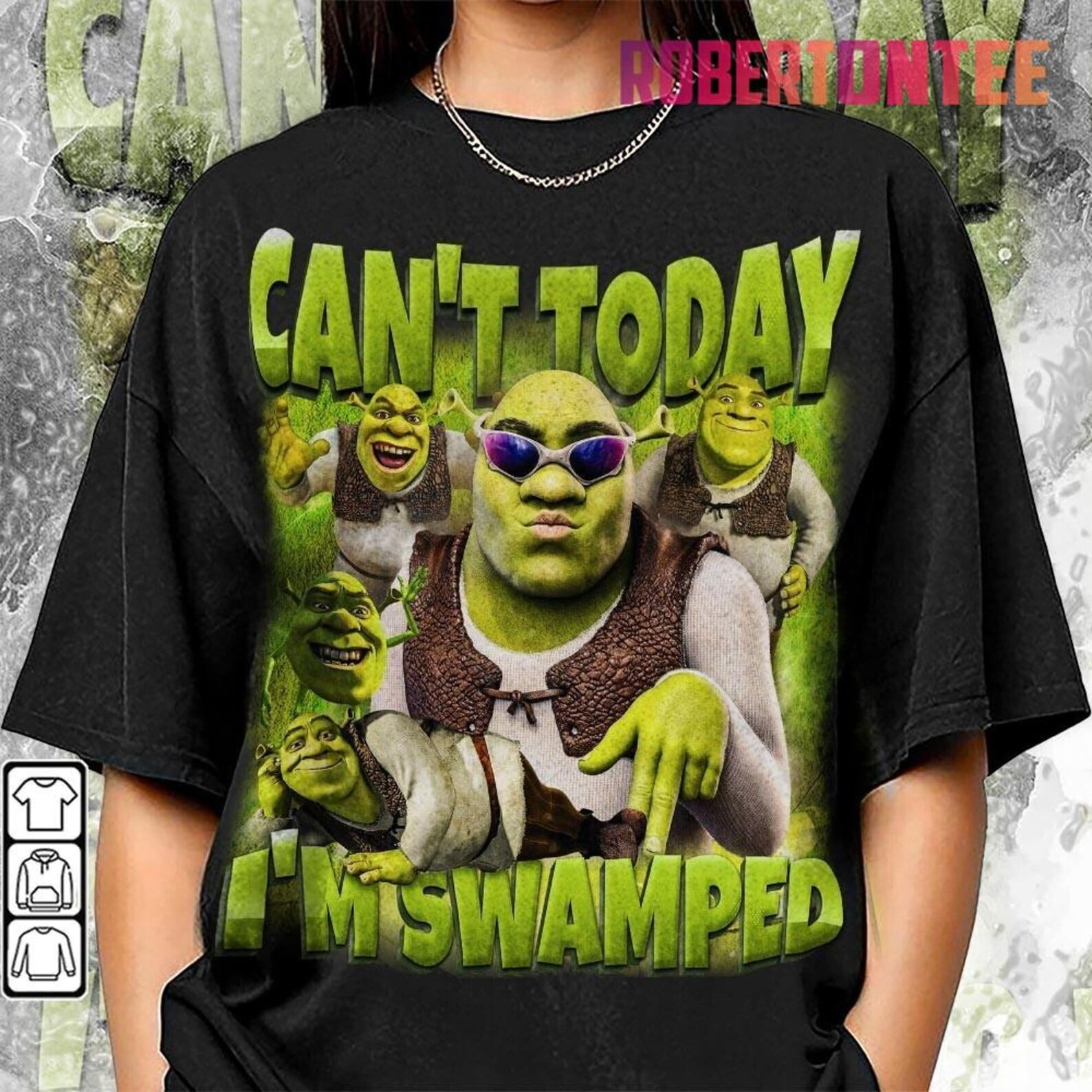 Funny Shrek Meme Shirt Can't Today I'm Swamped Tee - Walmart.com