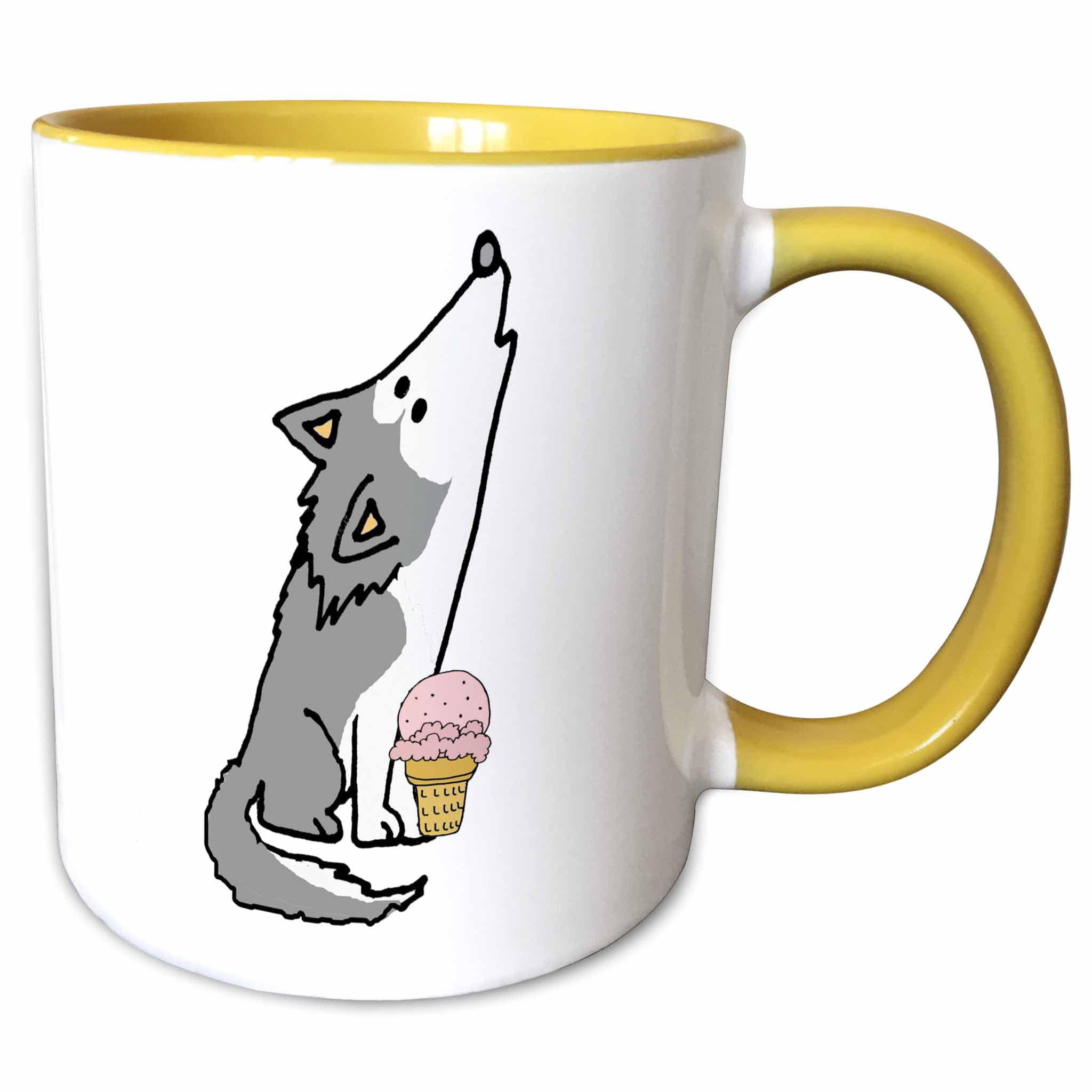3drose, Funny Siberian Husky Dog Eating Vanilla Ice Cream Cone Cartoon ...