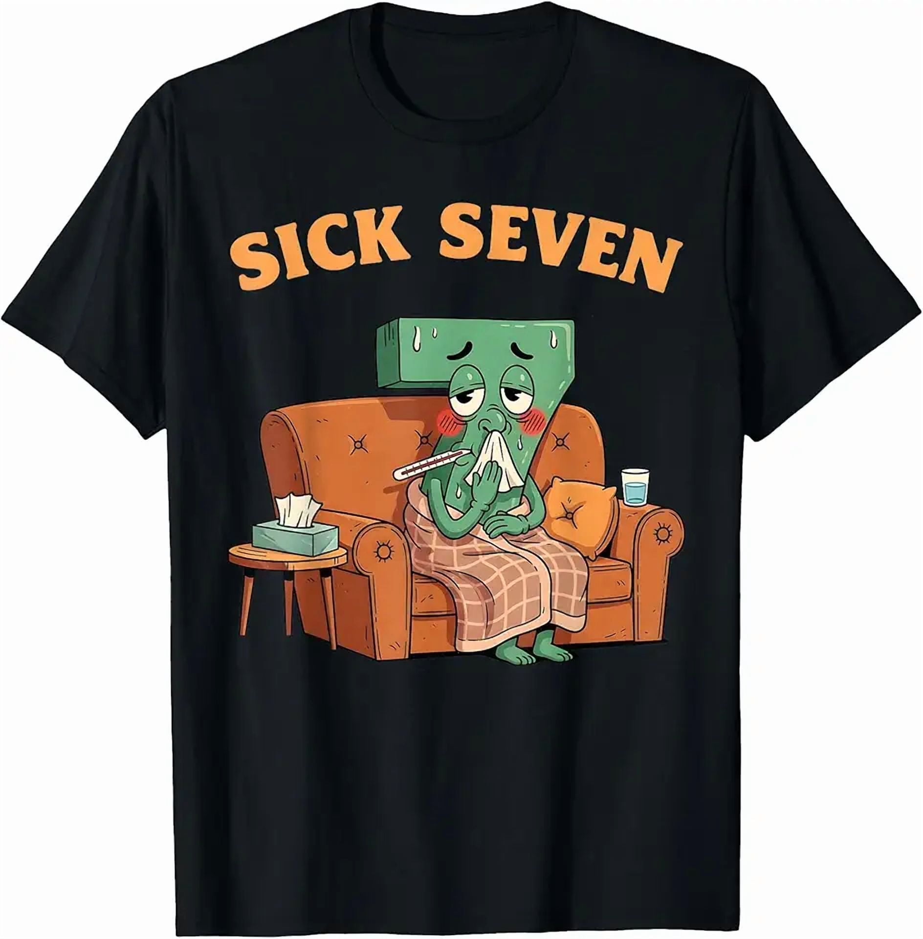 Funny Sick Number Seven Pun Design Math Lover Short Sleeve Graphic T ...