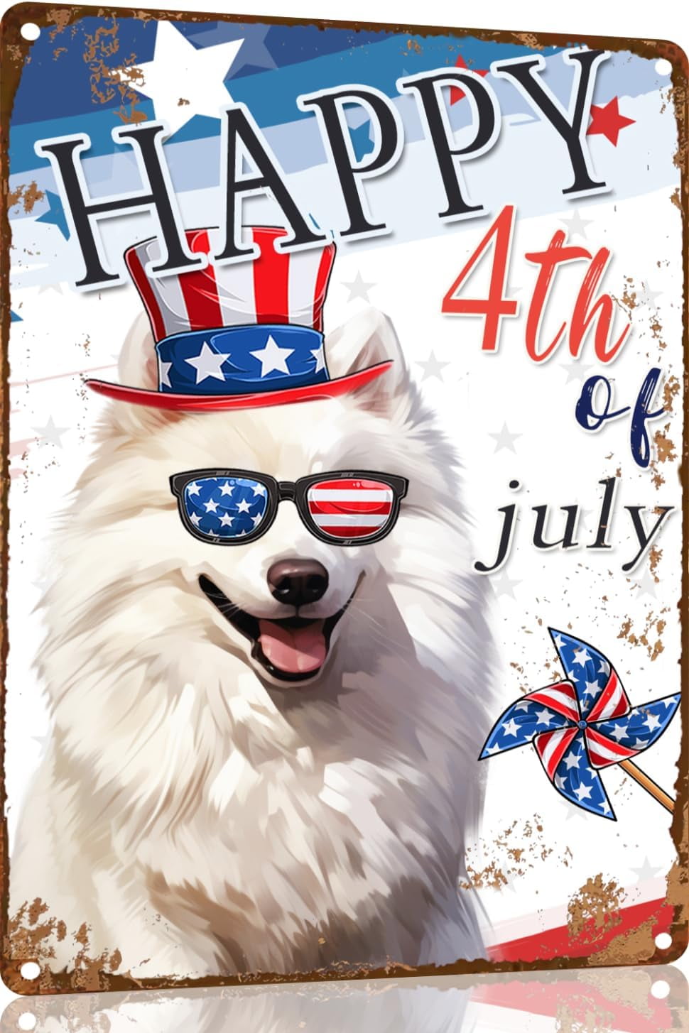 Funny Sign Happy 4th of July Metal Sign Patriotic Tin Sign Independence Day Decor For Dog Lover ...