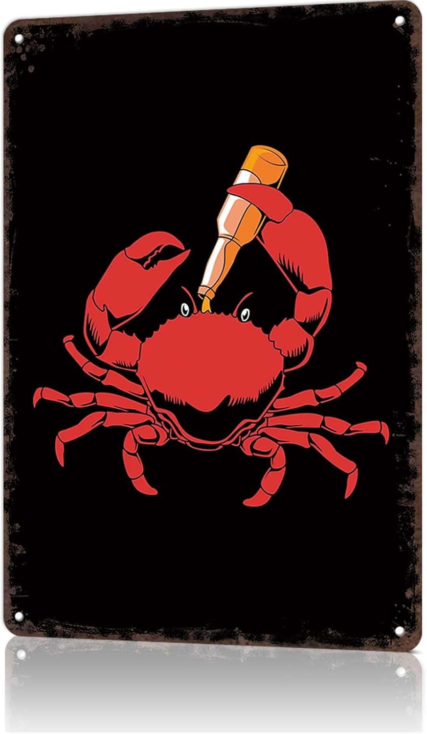 Funny Signs Crab Drinking Beer Tin Sign Vintage Metal Signs For ...