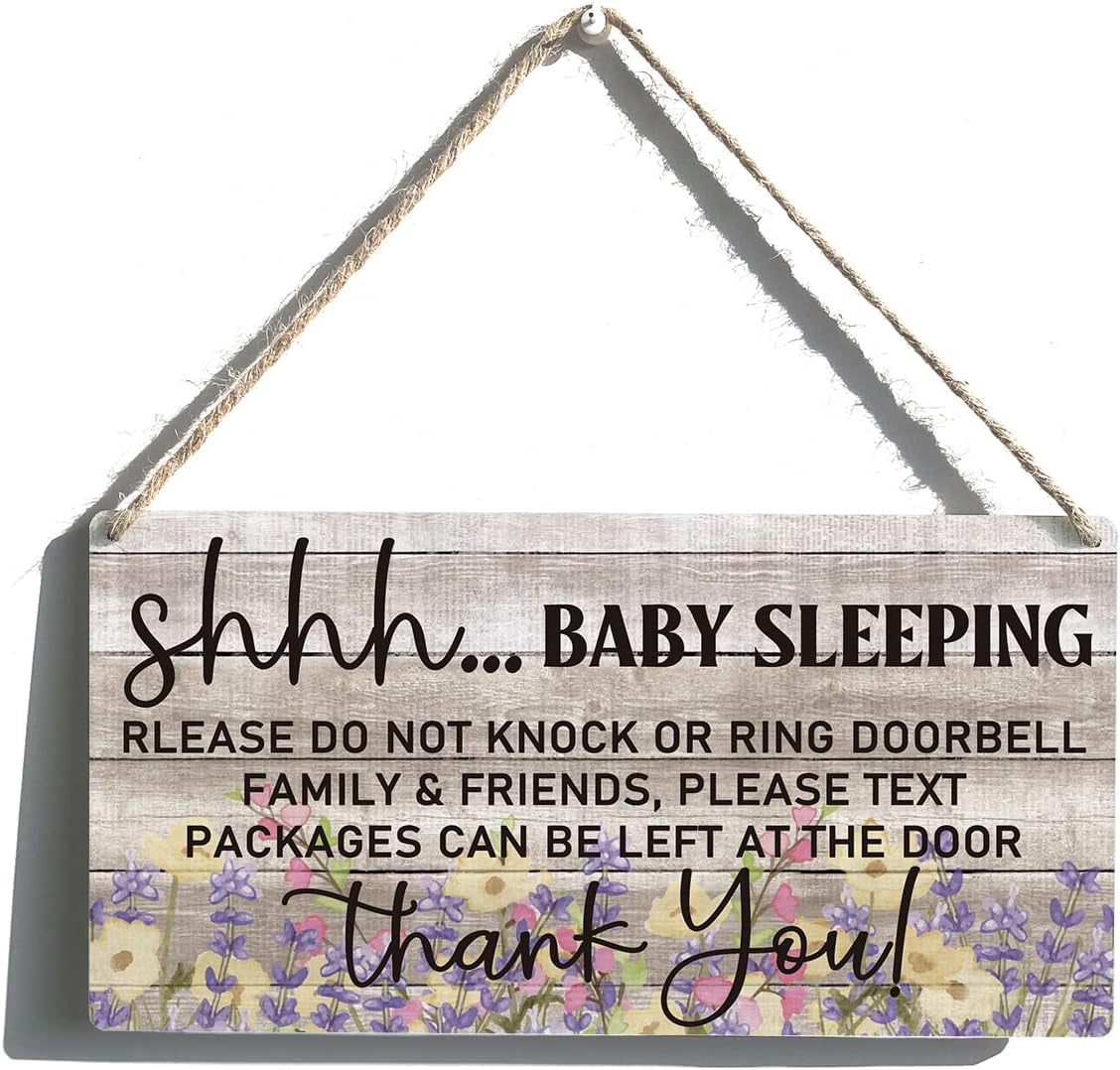 Funny Signs Gift Farmhouse Baby Sleeping Wooden Hanging Sign Rustic ...