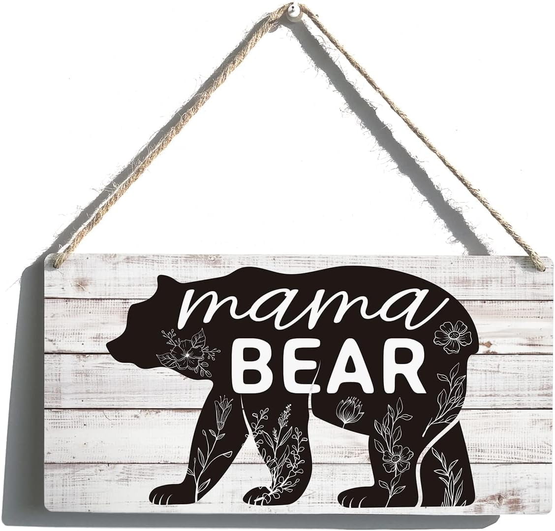 Funny Signs Gift Farmhouse Mama Bear Wooden Hanging Sign 6" x12 ...