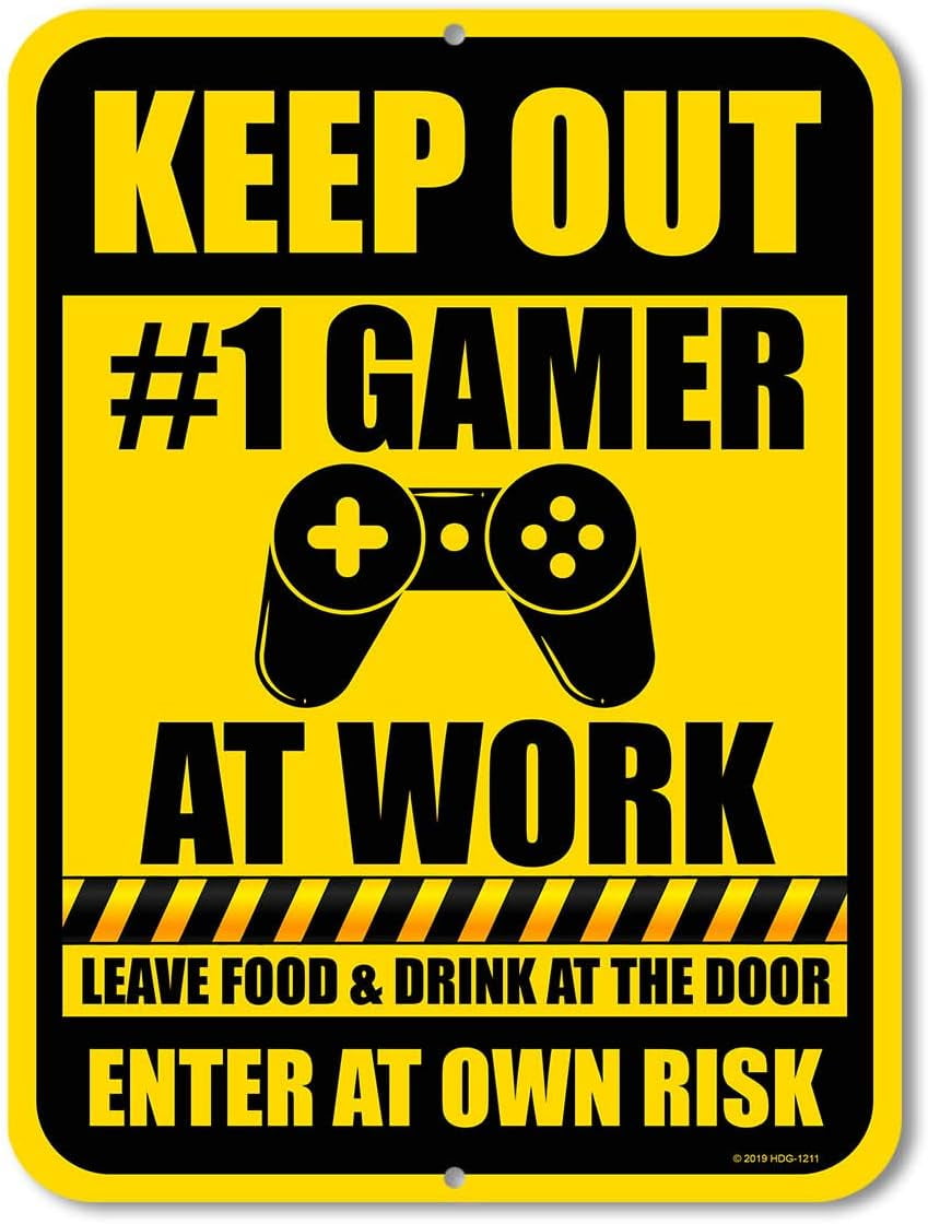 Funny Signs, Keep Out Gamer at Work 9 inch by 12 inch Tin Novelty Signs ...