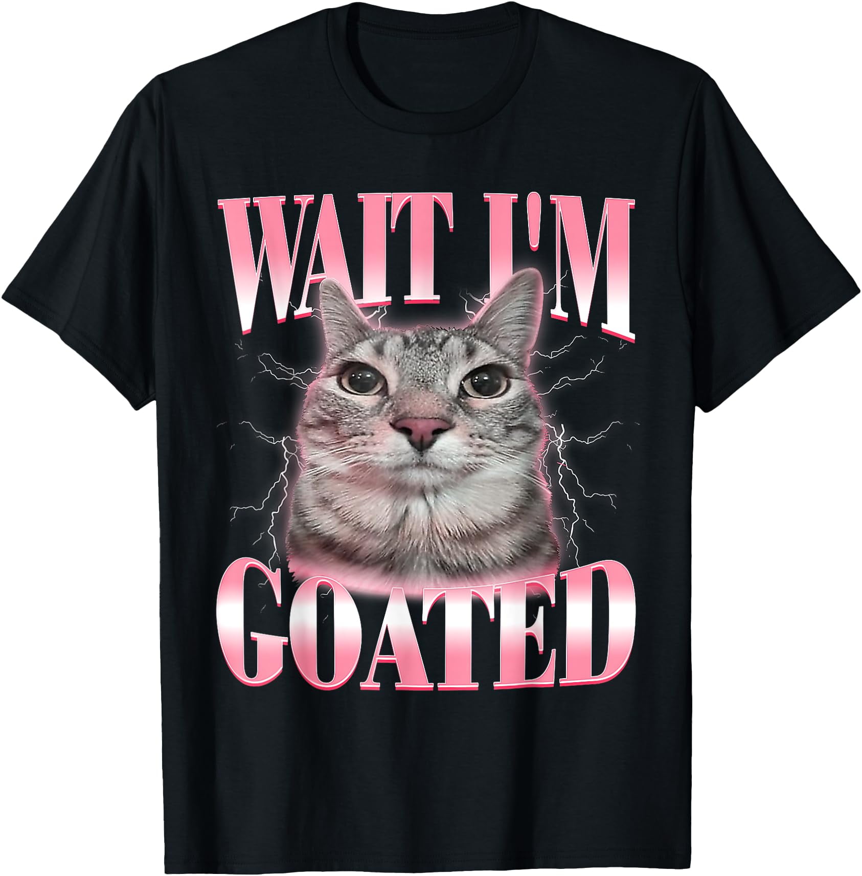 Funny Silly Cat Brainrot Wait I'm Goated Cat Meme Saying T-Shirt for ...