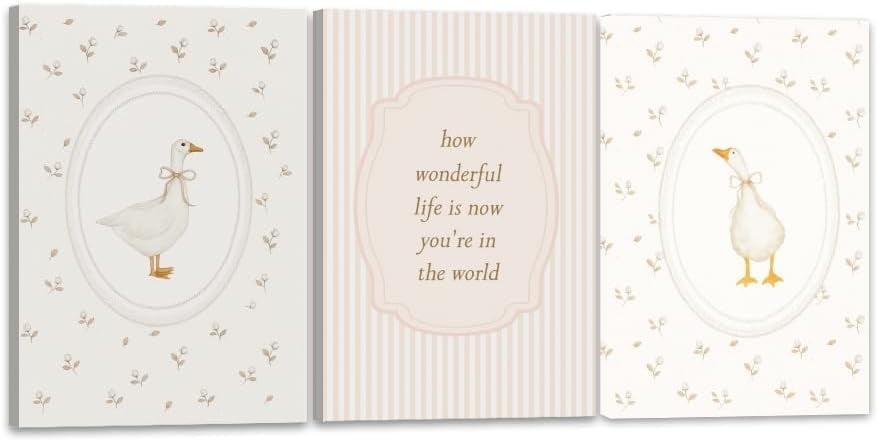 Funny Silly Goose Wall Art 3Pcs Goose bear daisy Poster Girls Room ...