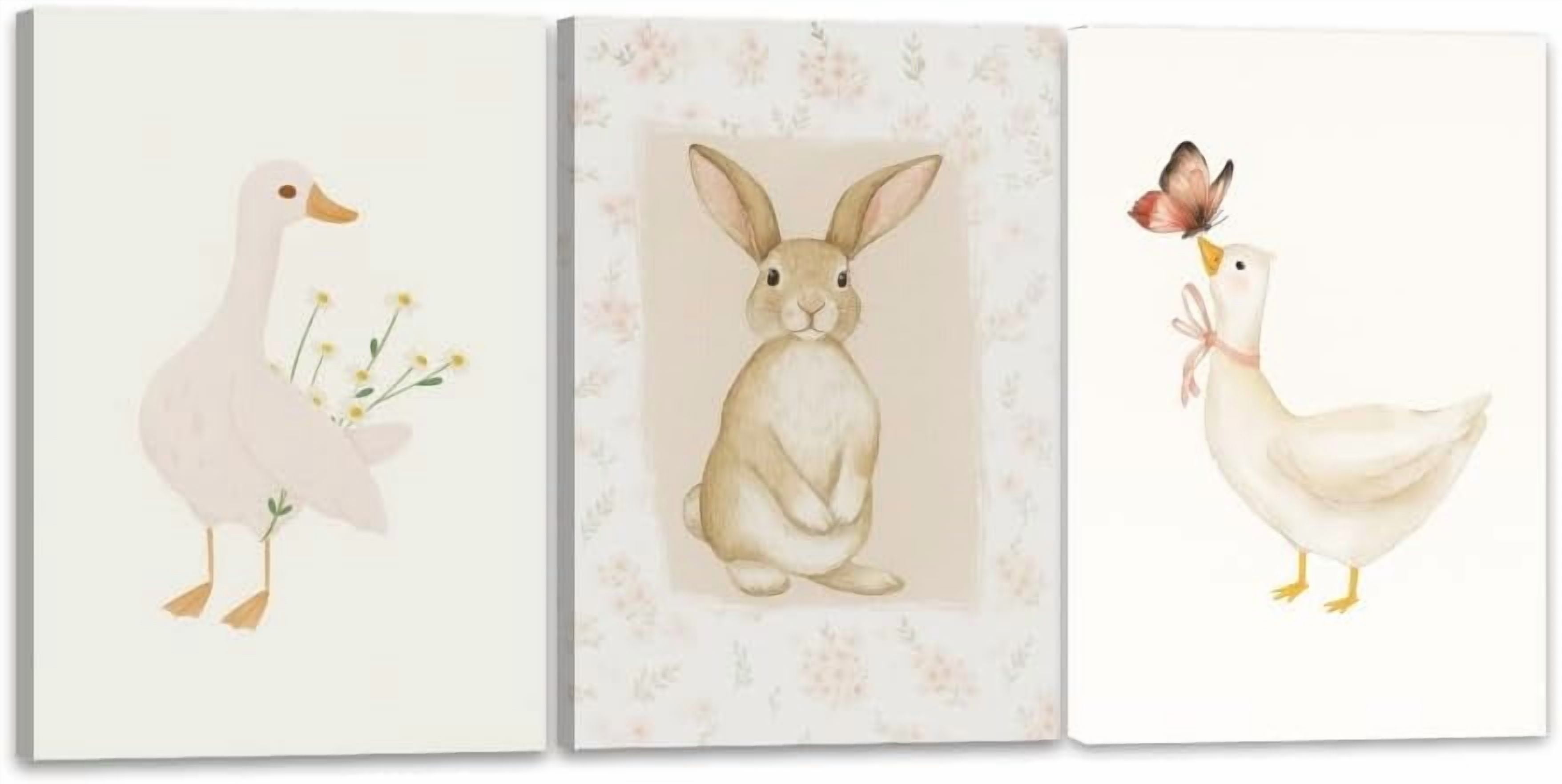 Funny Silly Goose Wall Art 3Pcs Goose bear daisy Poster Girls Room ...