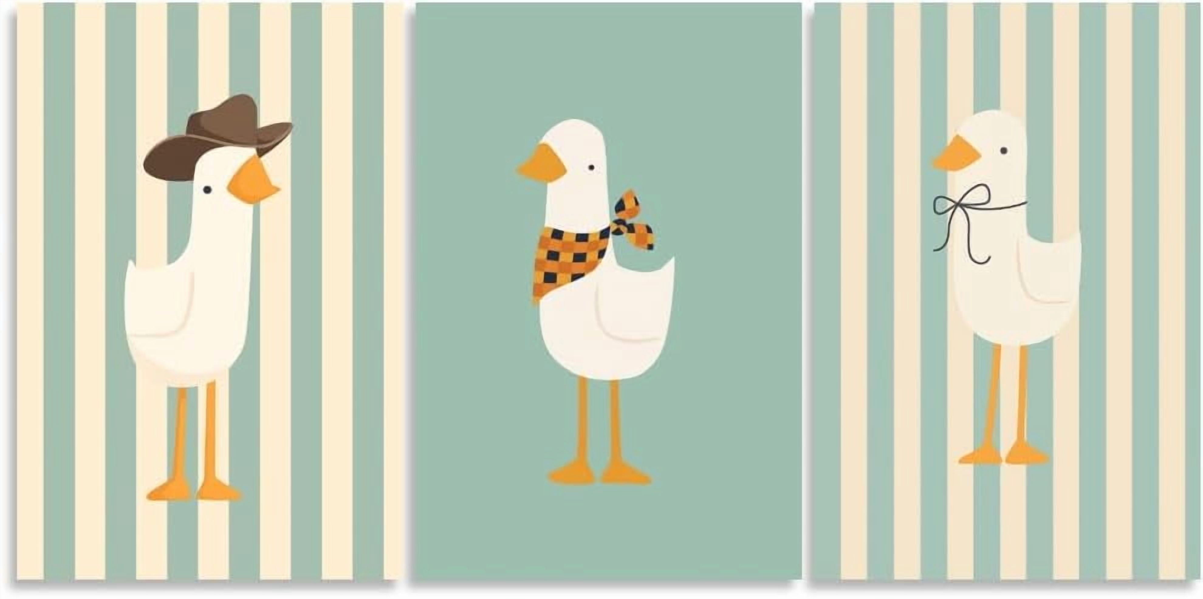 Funny Silly Goose Wall Hieng Geese Family Hand-Painted Beige Goslings ...