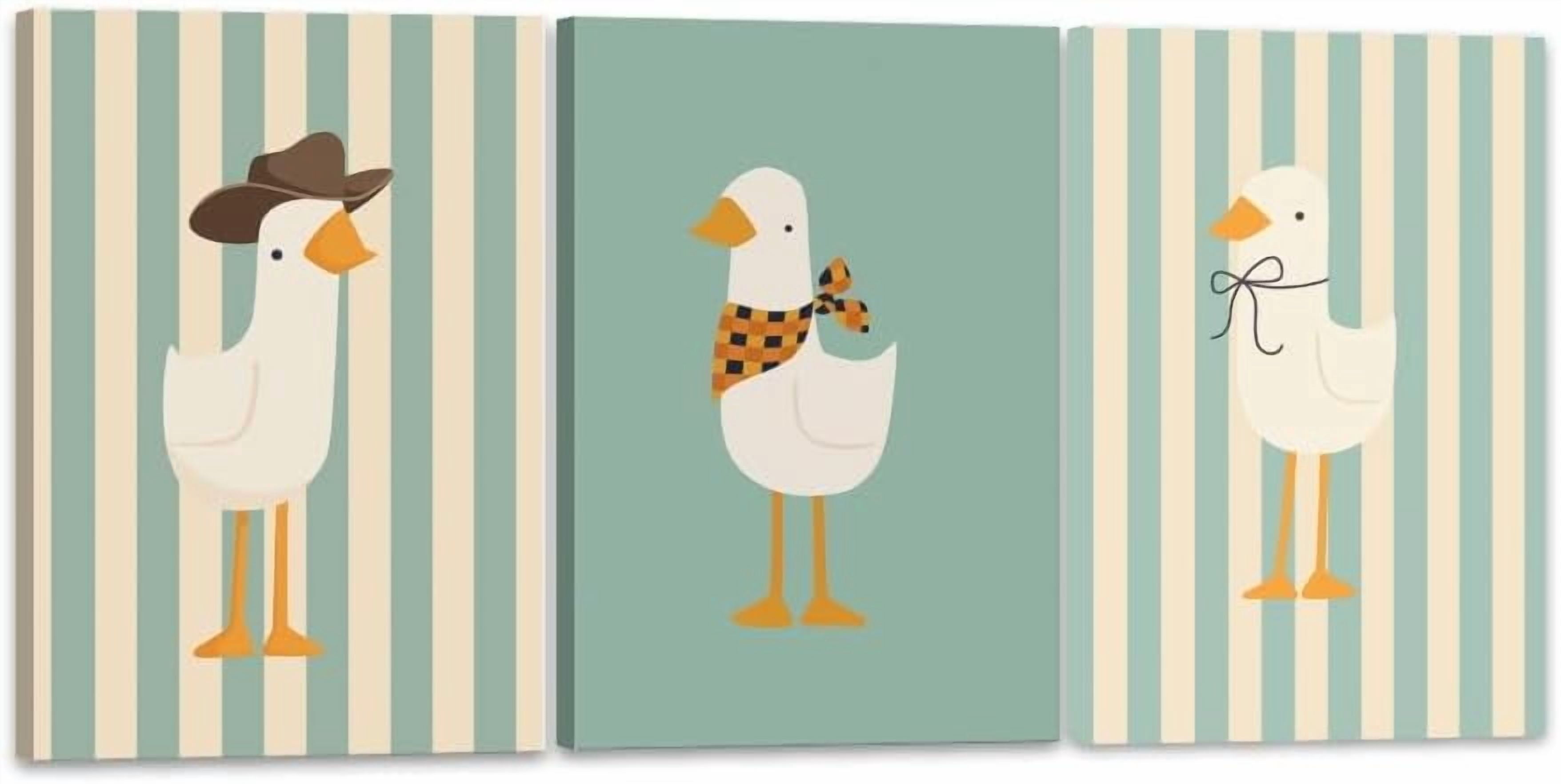 Funny Silly Goose Wall Hieng Geese Family Hand-Painted Beige Goslings ...