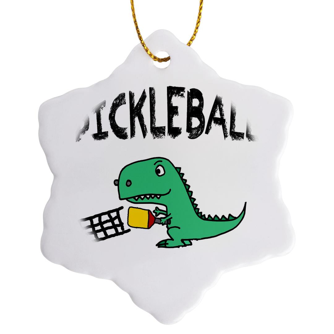 3drose, Funny Silly Green T-rex Dinosaur Playing Pickleball Cartoon, 3 ...