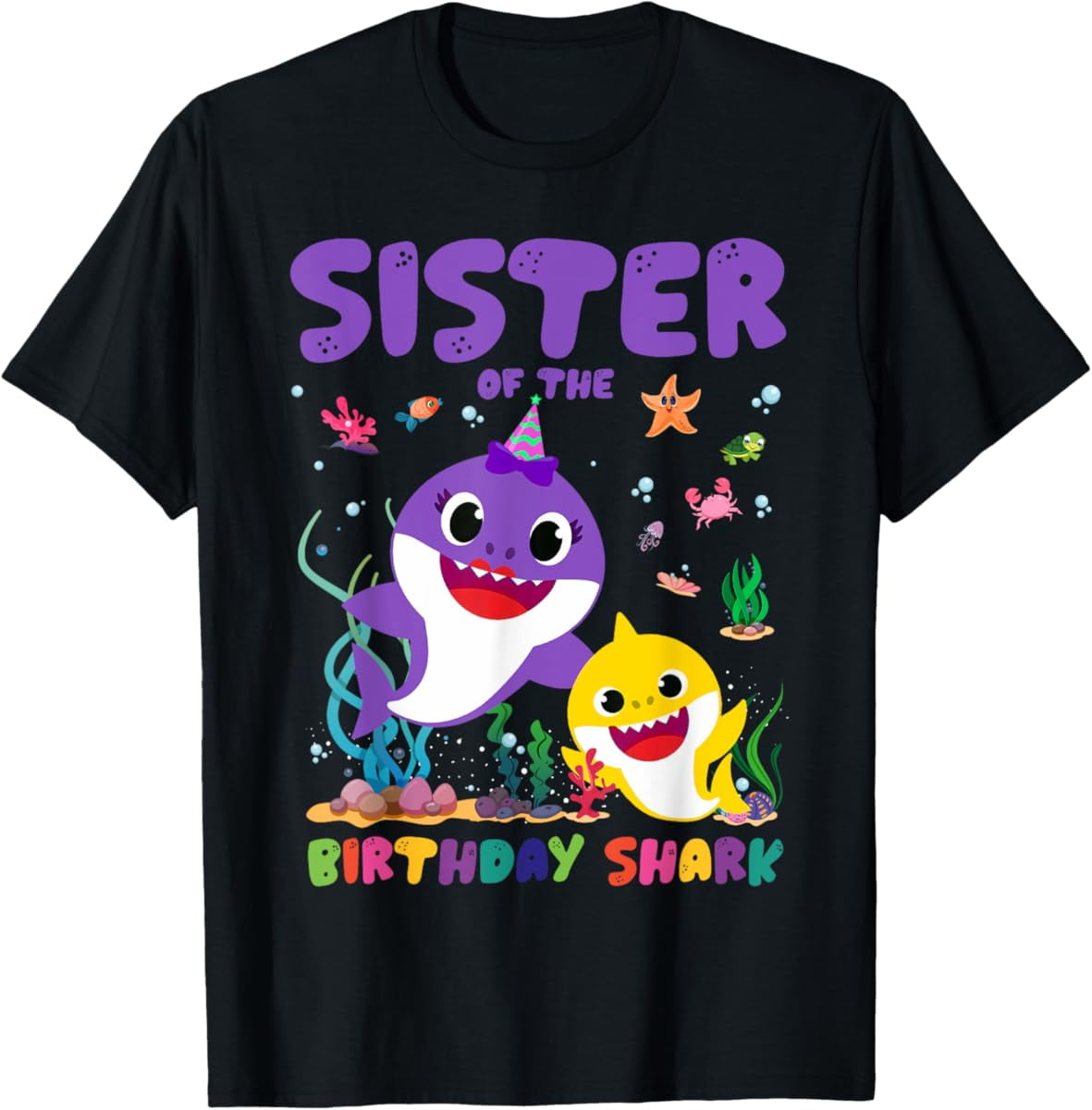 Funny Sister Of The Birthday Family Shark Birthday Unisex Men Women T ...