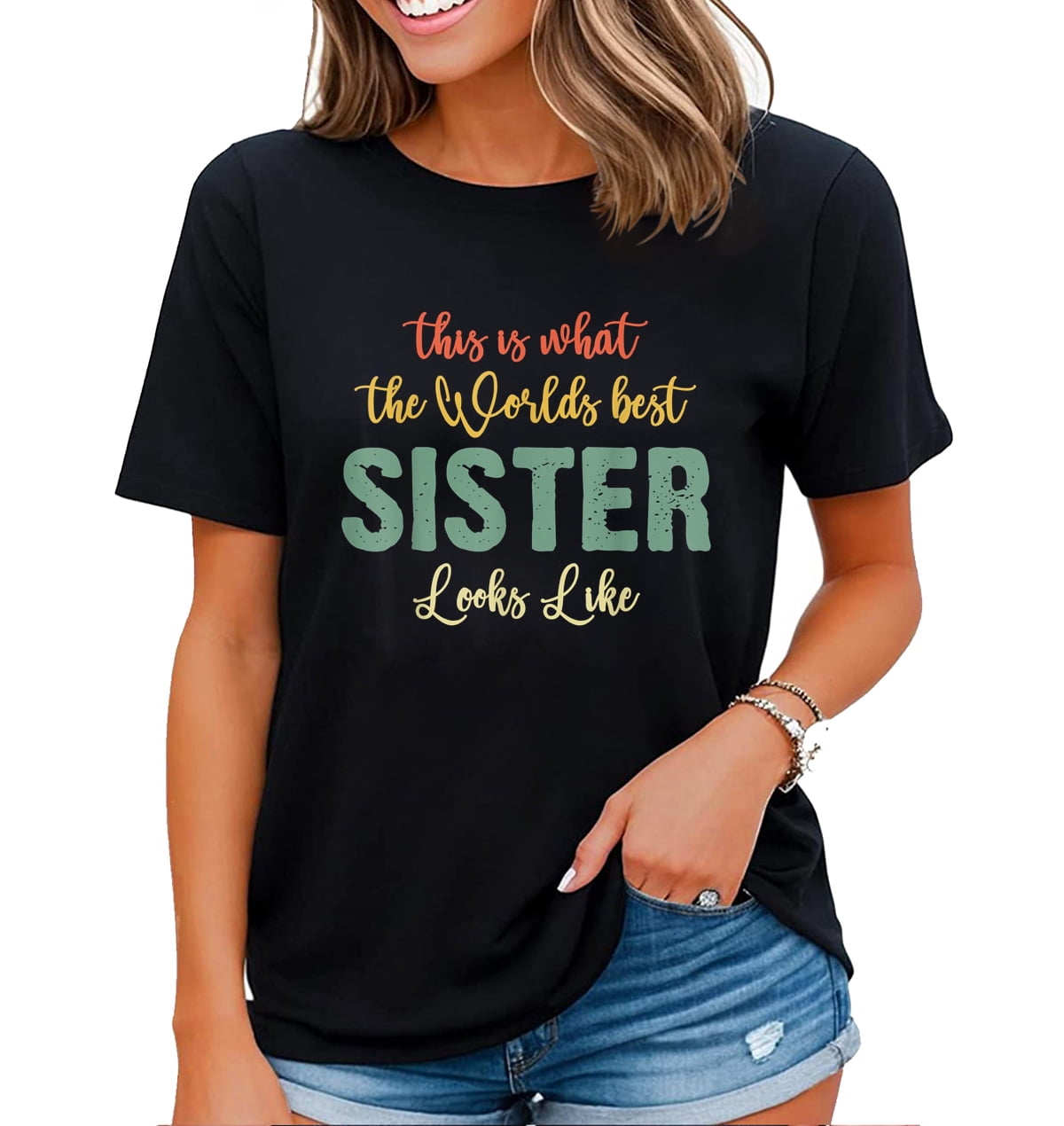 Funny Sister Shirt From Sister Sister Tee Shirts for Women T-Shirt Black 2X-Large - Walmart.com