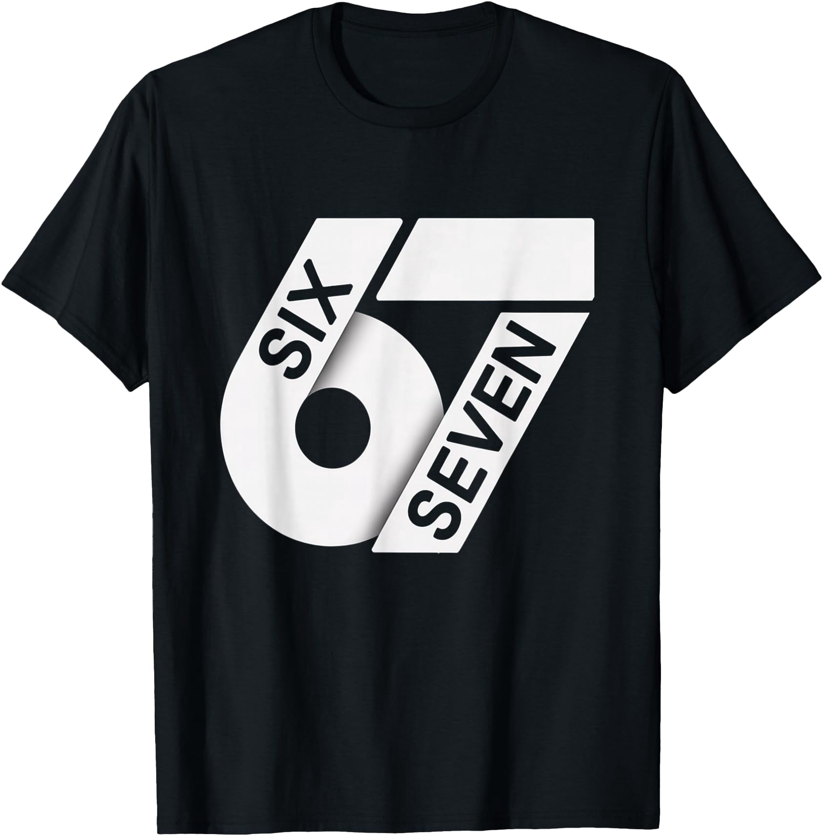 Funny Six Seven 6 7 Meme Design Black Graphic T-Shirt with Stylized ...