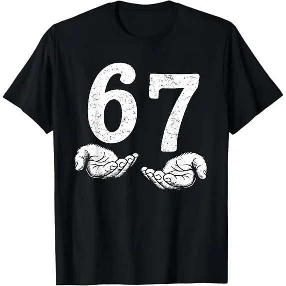 Funny Six Seven 6 7 Meme Gen Alpha Slang 6 7 Meme Hands T-Shirt ...